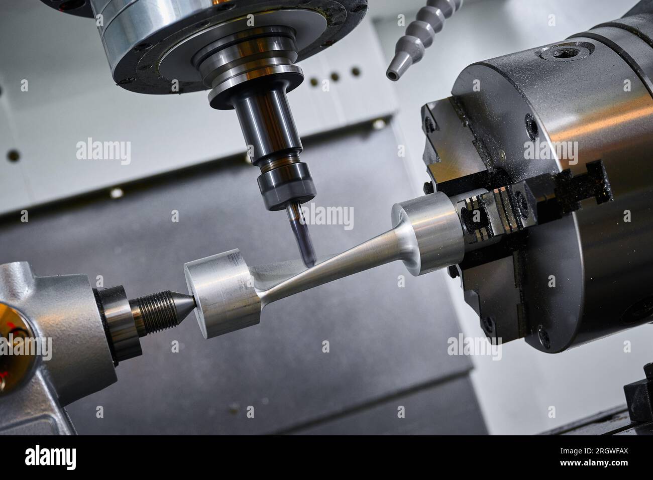 The process of milling a turbine blade on a turning-milling machine ...