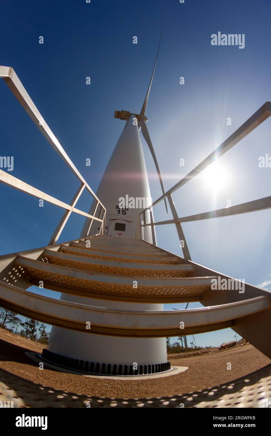 Wind Turbine Stairway, Mt Emerald Wind Farm, Australia Stock Photo - Alamy