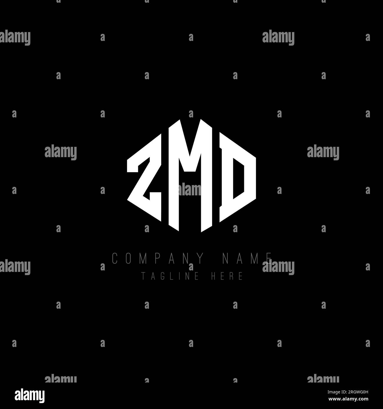 ZMD letter logo design with polygon shape. ZMD polygon and cube shape ...