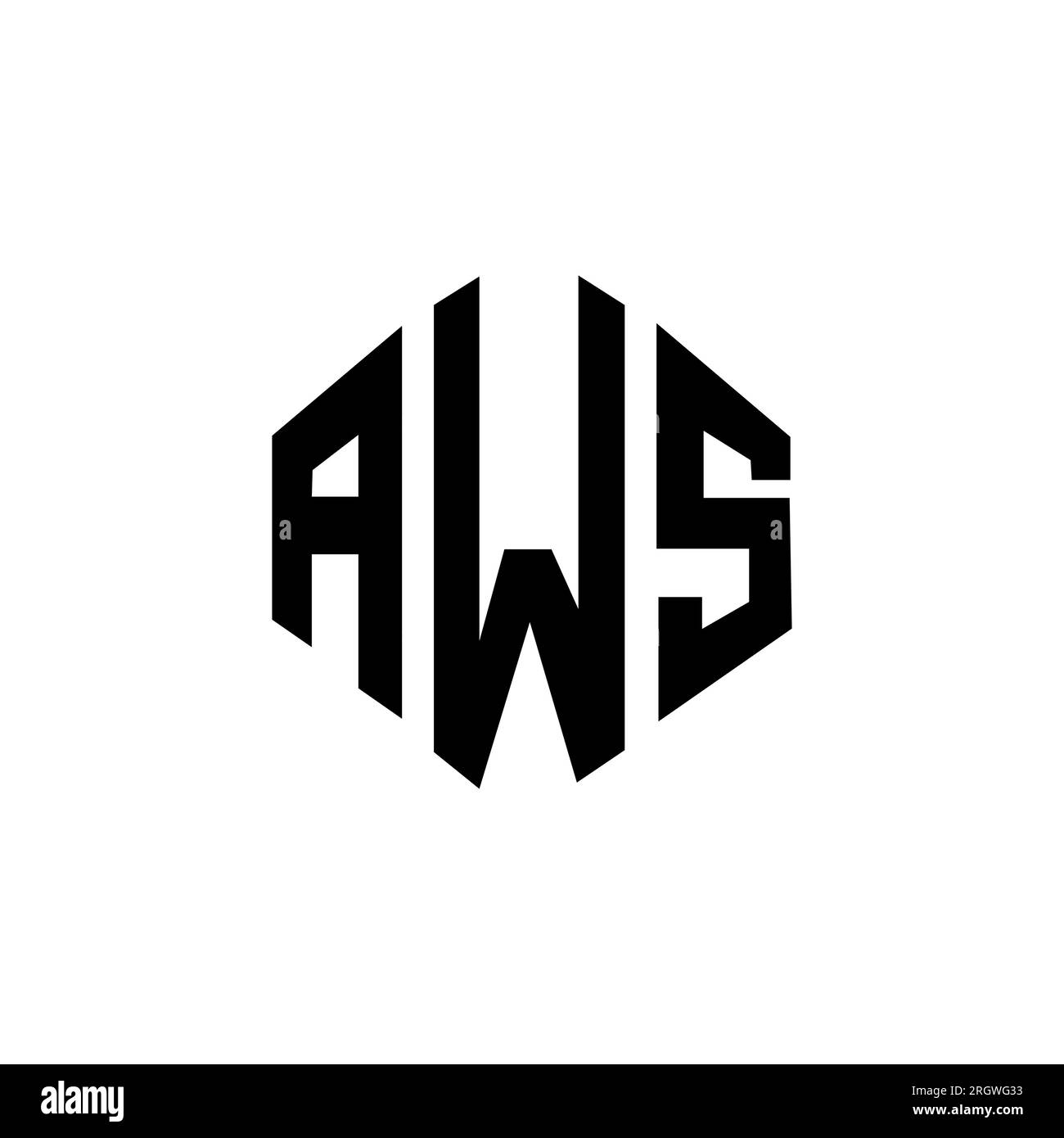 AWS letter logo design with polygon shape. AWS polygon and cube shape ...