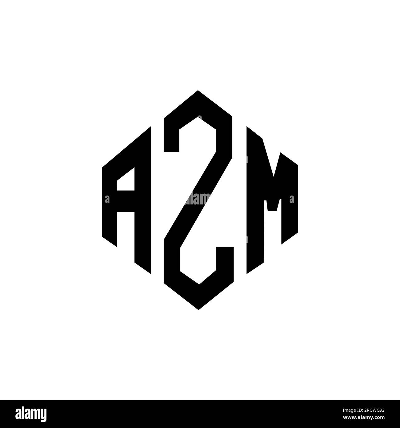 AZM letter logo design with polygon shape. AZM polygon and cube shape logo design. AZM hexagon ...