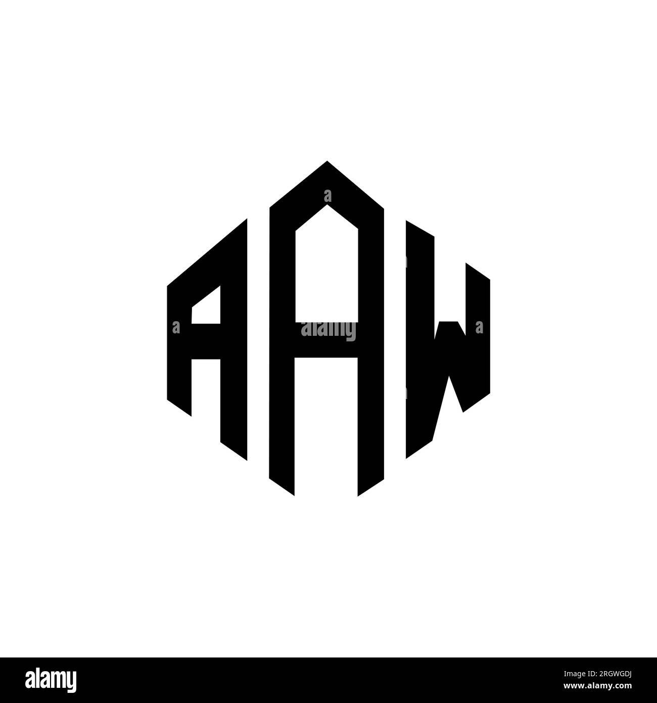 AAW letter logo design with polygon shape. AAW polygon and cube shape logo design. AAW hexagon ...