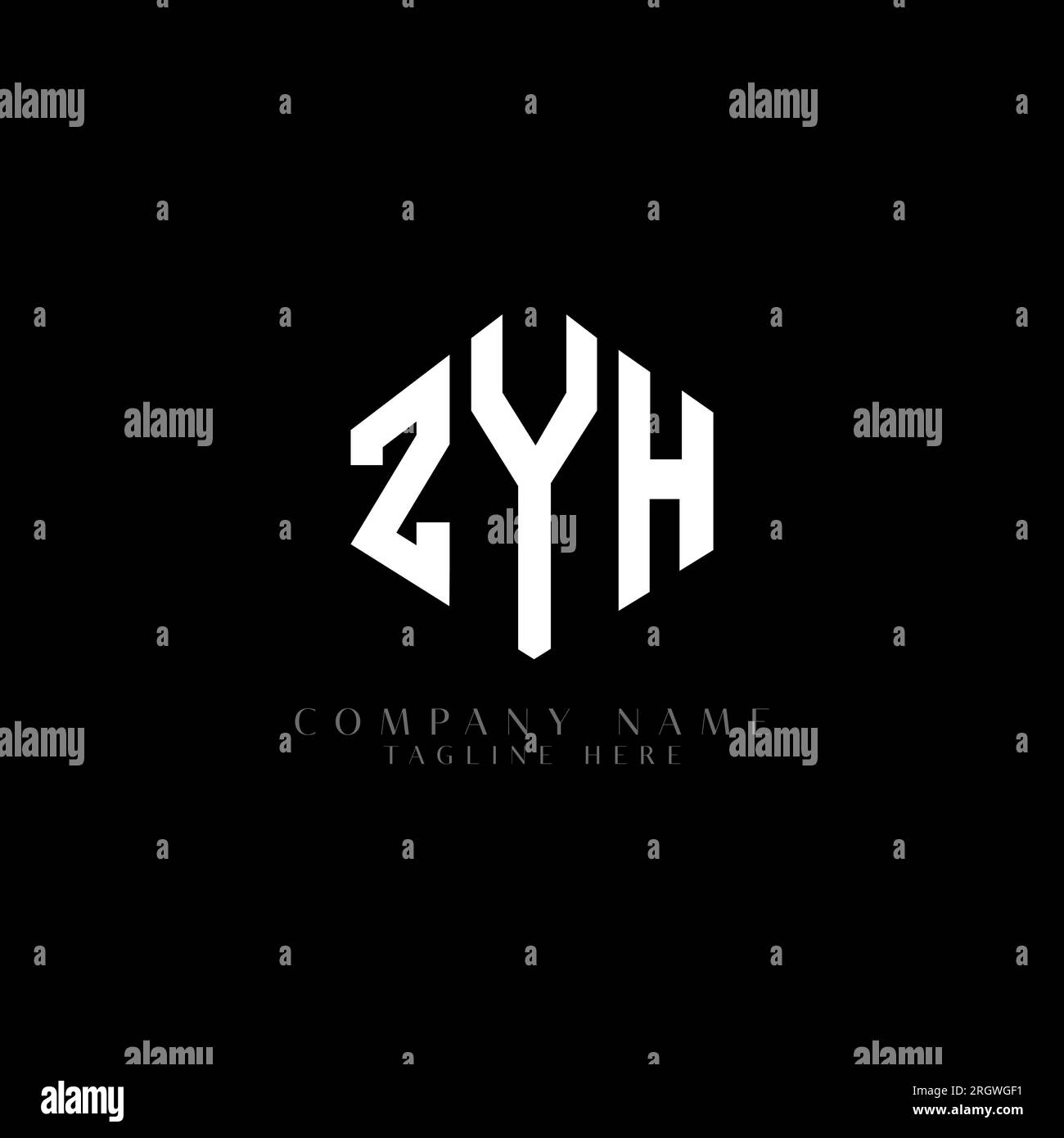 ZYH letter logo design with polygon shape. ZYH polygon and cube shape logo design. ZYH hexagon ...