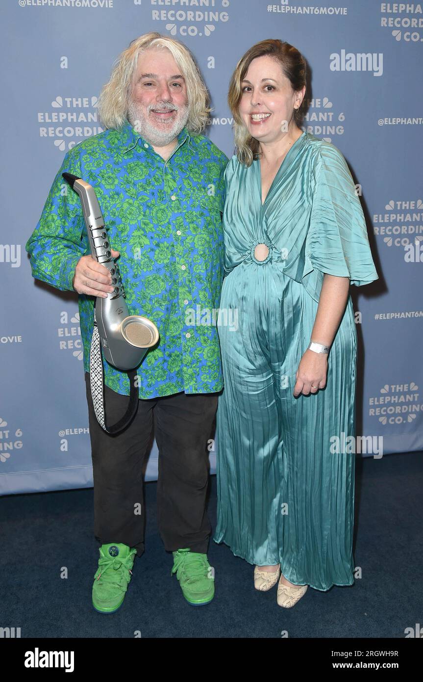 Lance Bangs, left, and Corin Tucker attend the premiere of "Elephant 6 ...