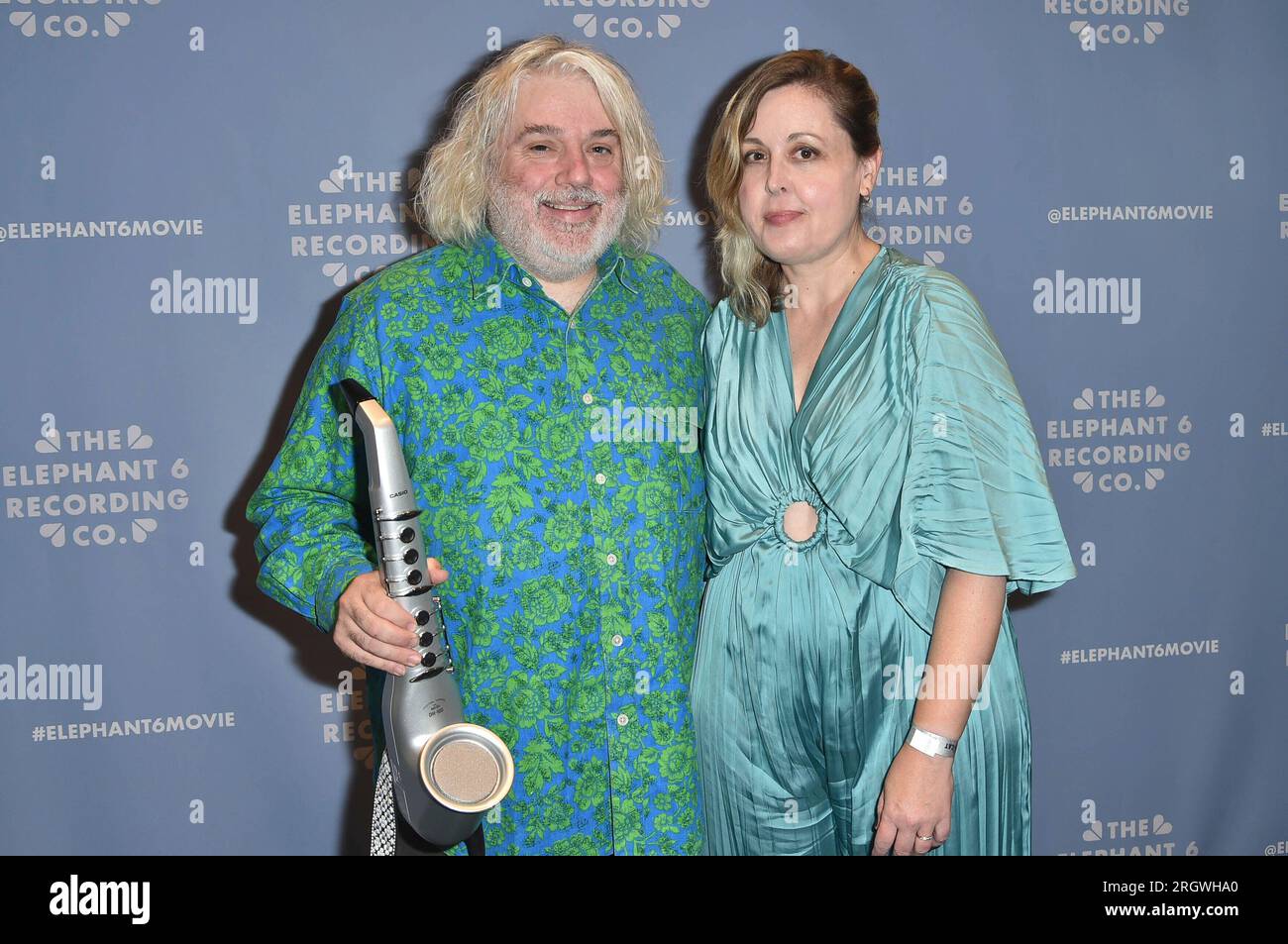 Lance Bangs, left, and Corin Tucker attend the premiere of "Elephant 6 ...