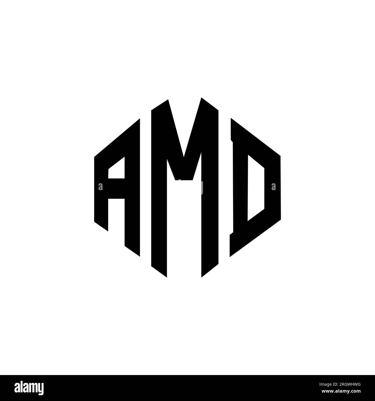 AMD letter logo design with polygon shape. AMD polygon and cube shape ...