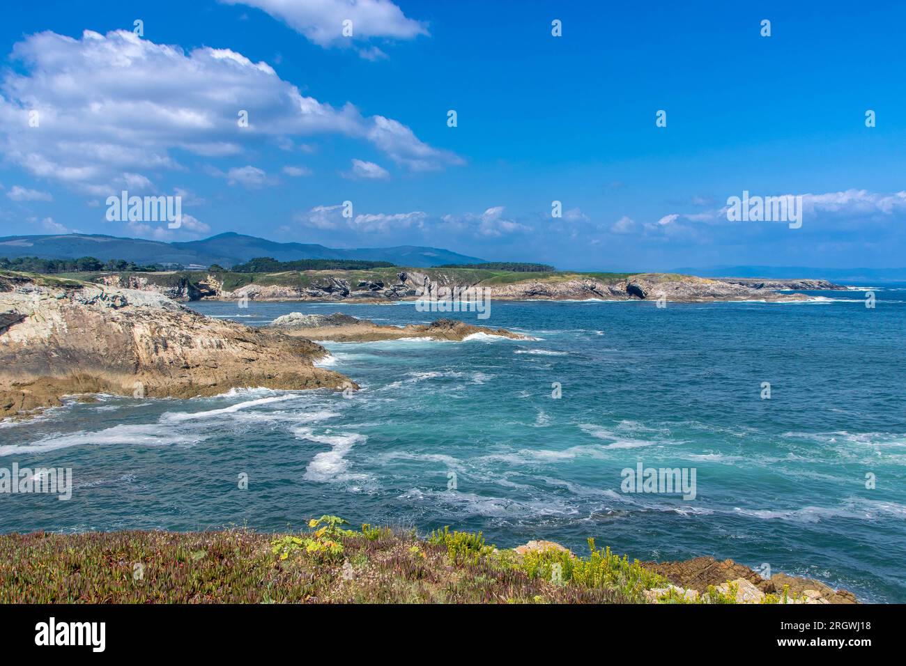Landscape of atlantic coast in Galicia, near Ribadeo and isla Pancha ...