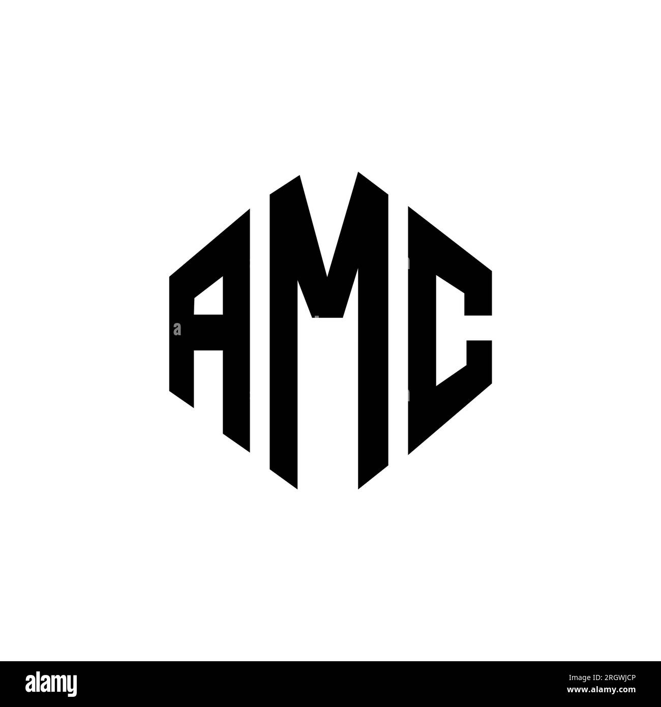 AMC letter logo design with polygon shape. AMC polygon and cube shape ...