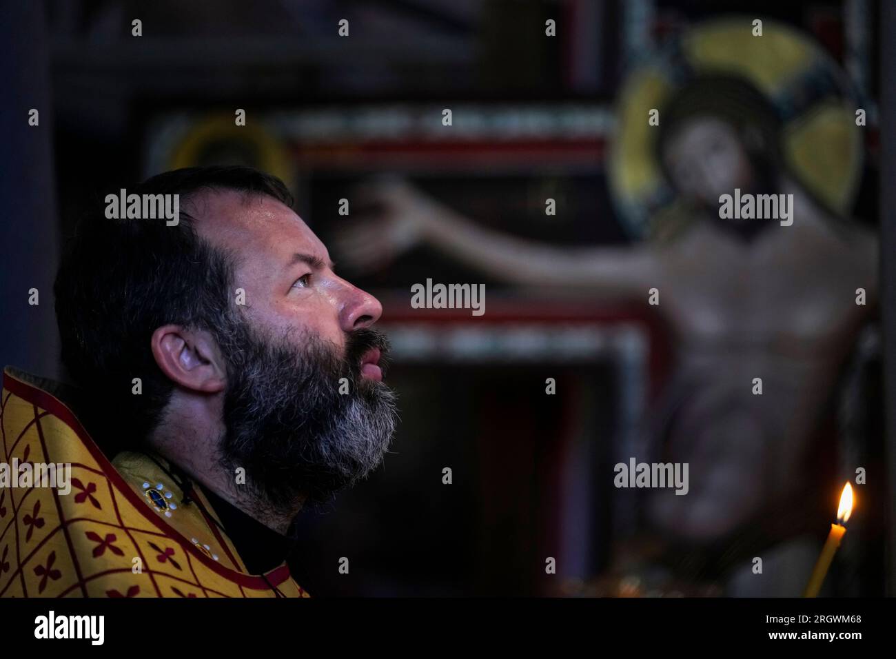 Russian Orthodox Priest the Rev. Andrei Kordochkin attends a religion ...