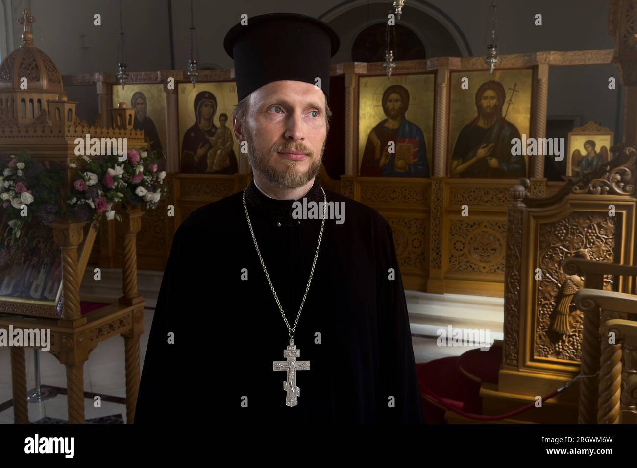 The Rev. Ioann Koval stands inside an old Orthodox church in Antalya ...