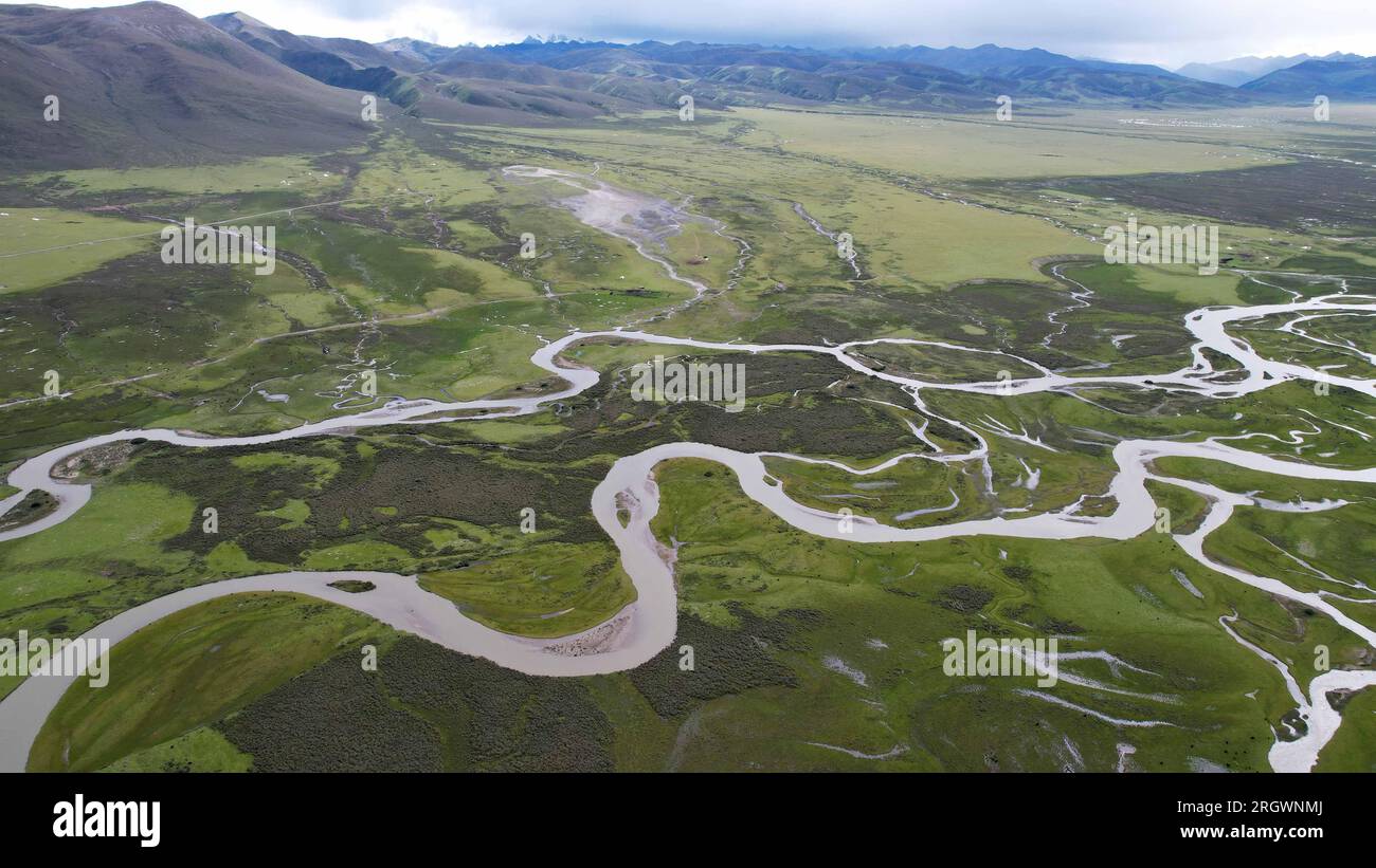 GARZE, CHINA - AUGUST 8, 2023 - An aerial photo shows winding rivers in ...
