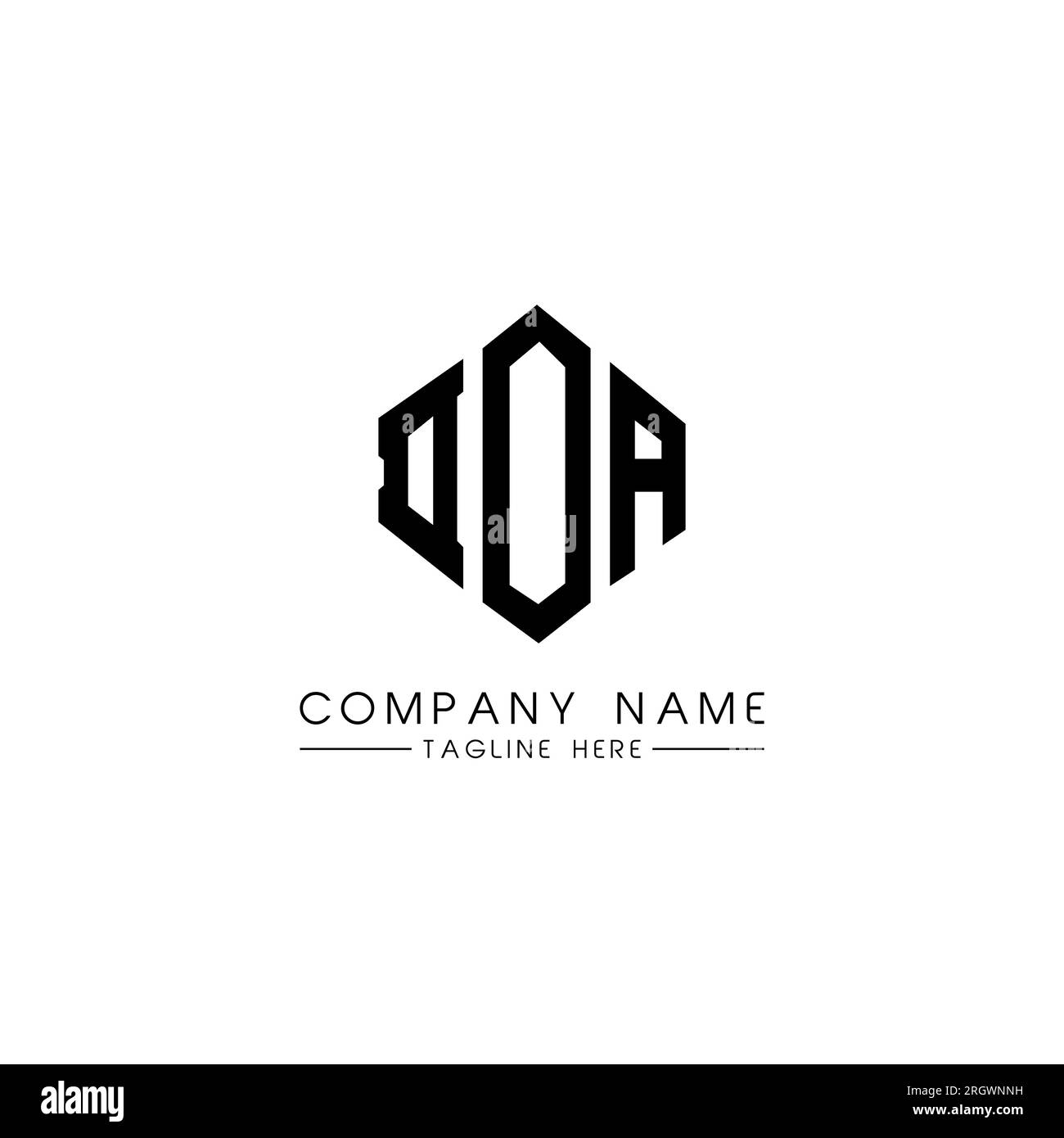 DOA letter logo design with polygon shape. DOA polygon and cube shape logo design. DOA hexagon ...