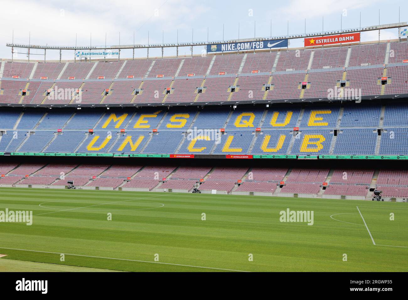 View from the Lower Seats of the F.C. Barcelona Soccer Stadium, Camp ...