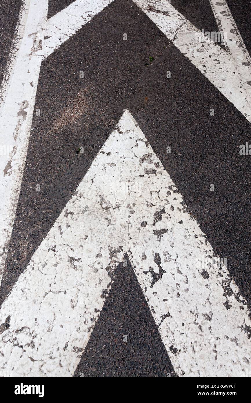 painted with white paint automobile road markings, paved road with ...