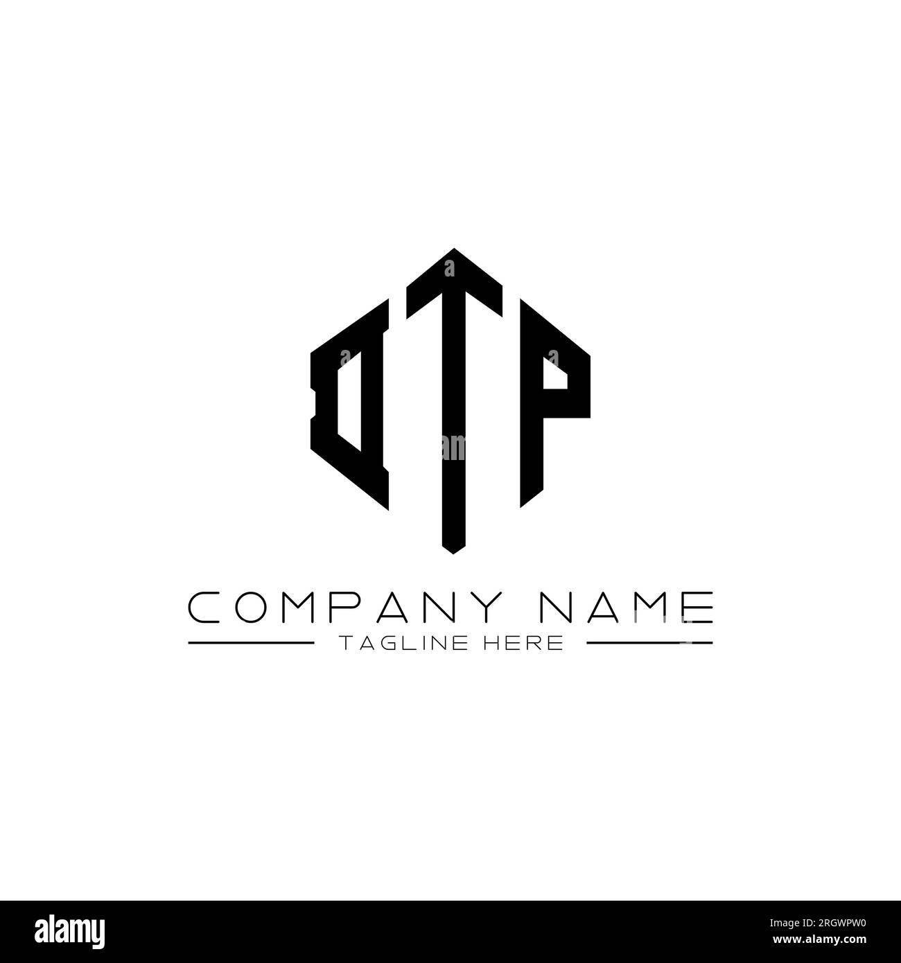 DTP letter logo design with polygon shape. DTP polygon and cube shape ...