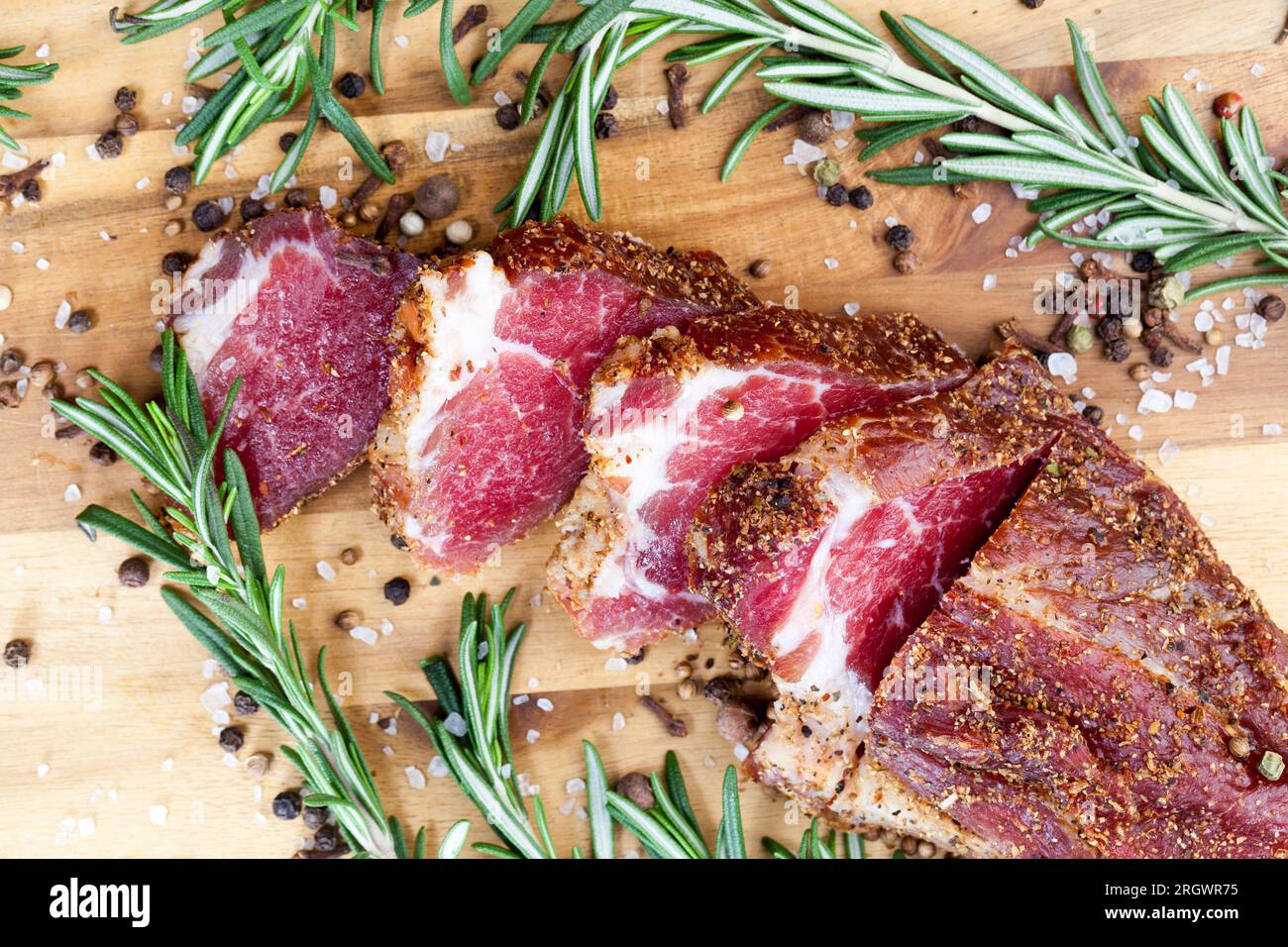 beef meat with lard cut into pieces, beef meat products with spices ...