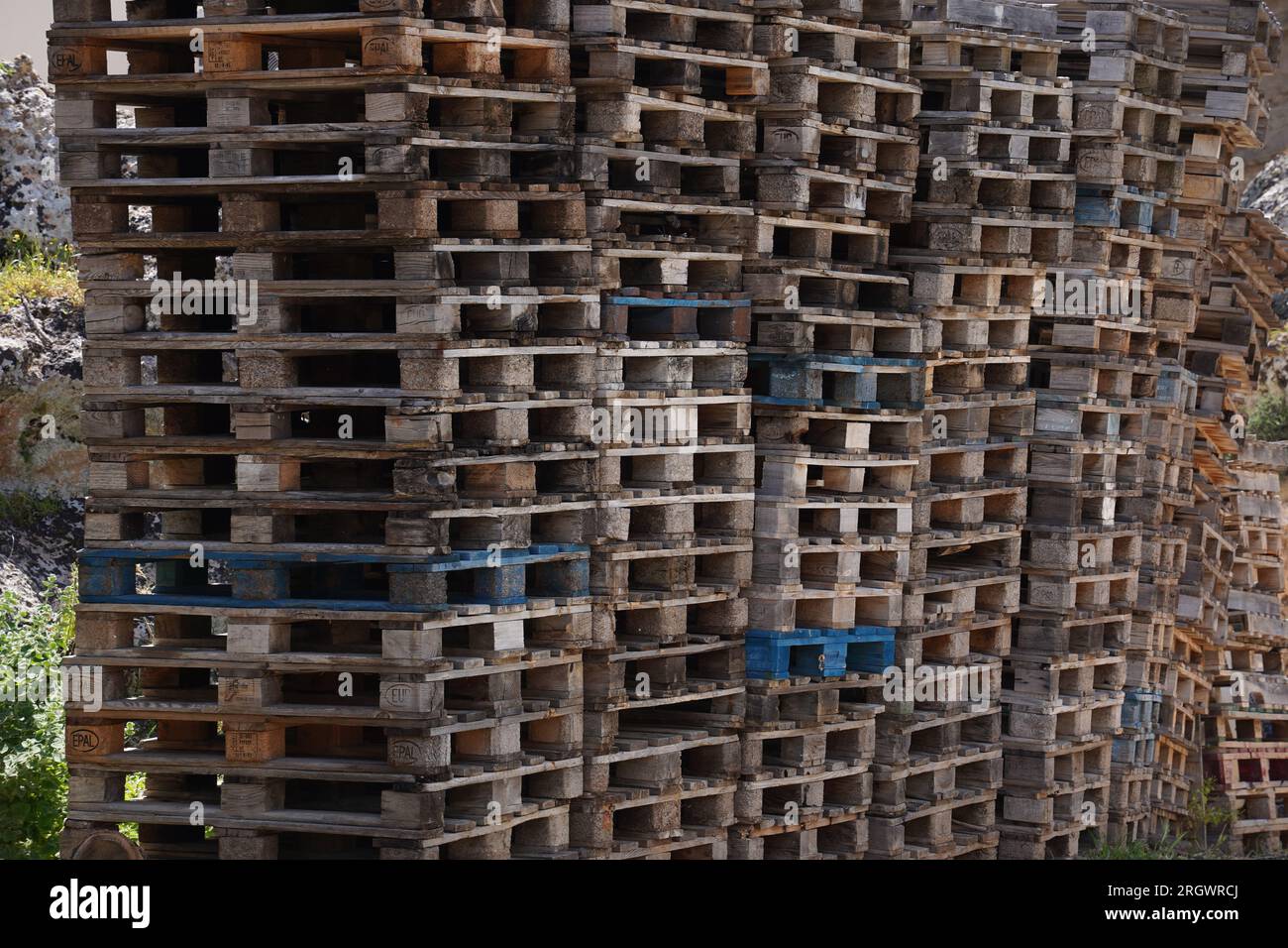 Stack wooden pallets for industrial and for transporting building ...