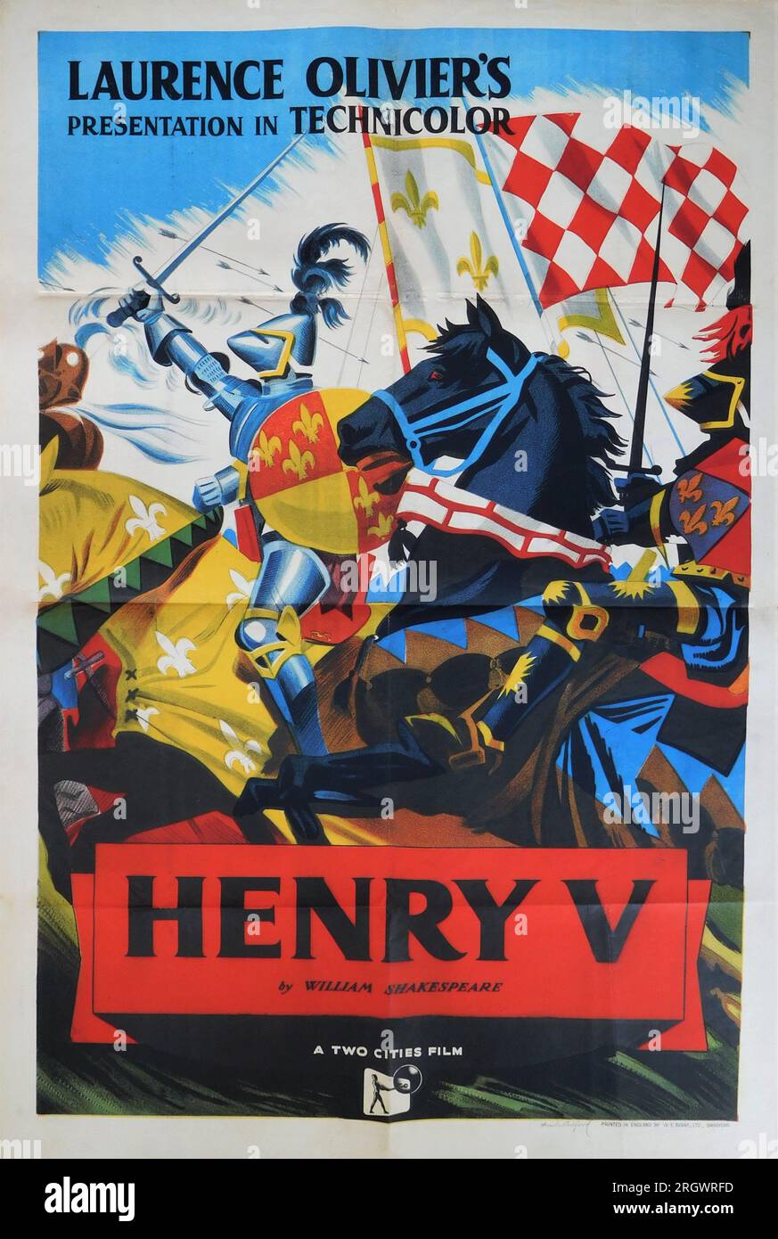 British Re-Release Poster circa 1948 with Artwork by ERIC PULFORD for LAURENCE OLIVIER in HENRY ...