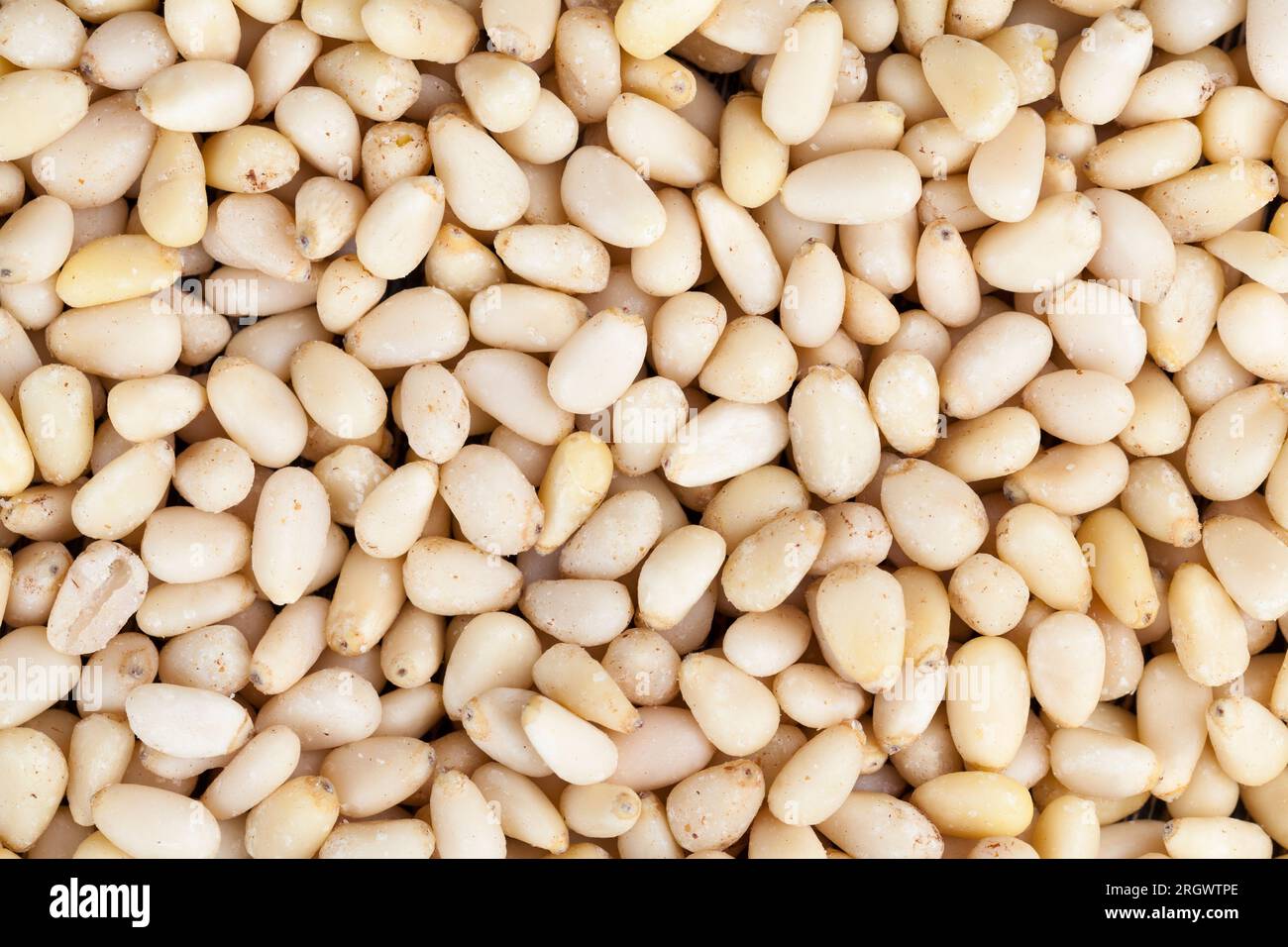 peeled pine nuts of small size, useful nuts, a part of the shell ...