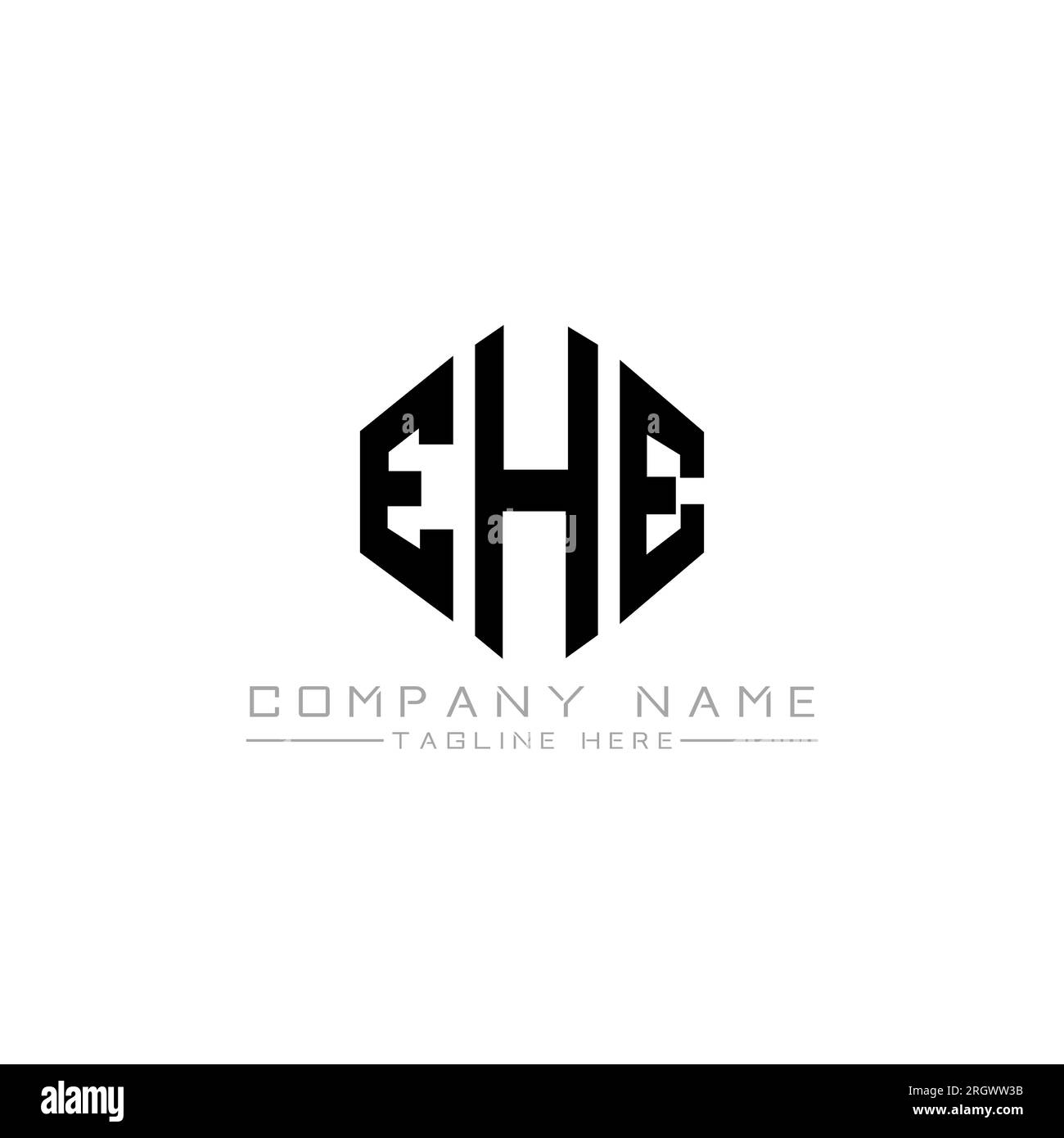 EHE letter logo design with polygon shape. EHE polygon and cube shape ...