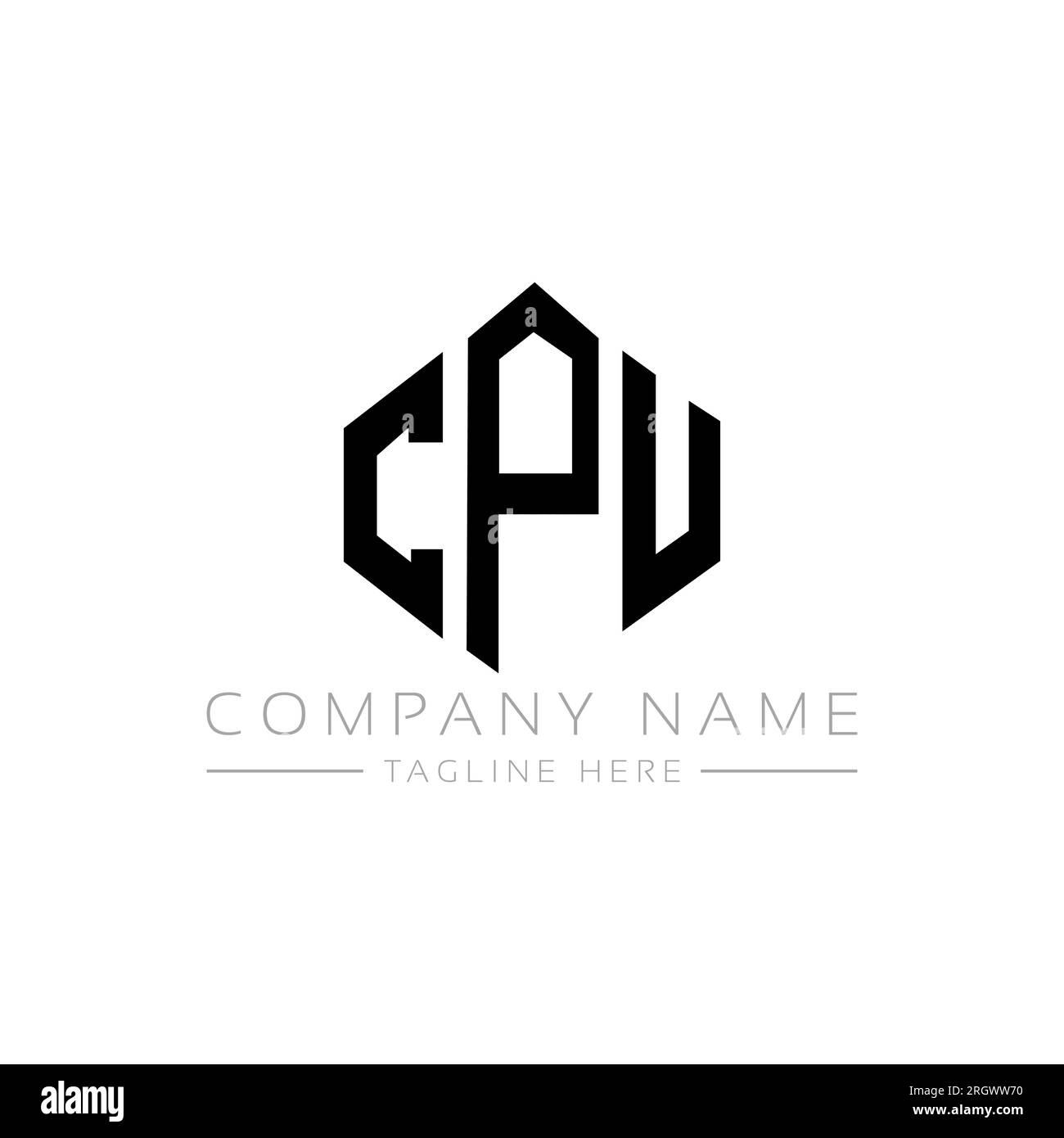 CPU letter logo design with polygon shape. CPU polygon and cube shape ...