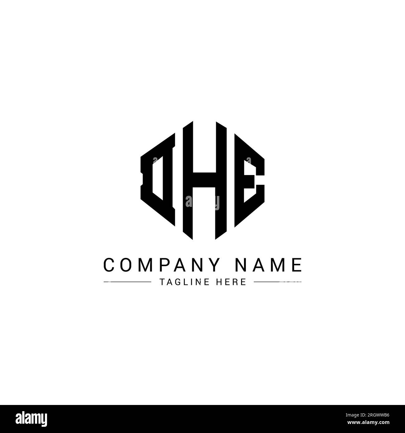 DHE letter logo design with polygon shape. DHE polygon and cube shape ...