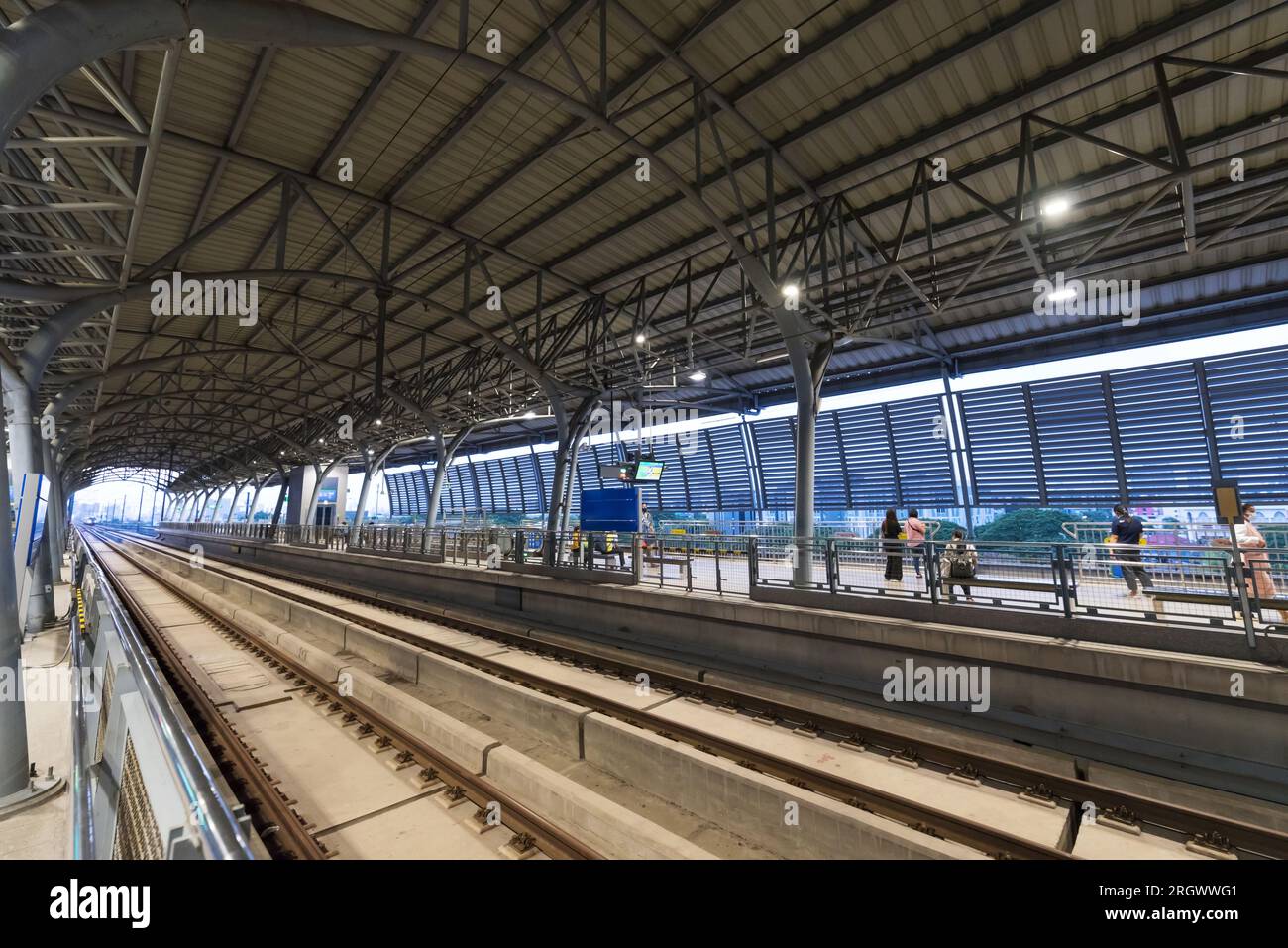 Bangkok,Thailand - 8 Aug, 2023: Internal side of airport link of Huamak ...