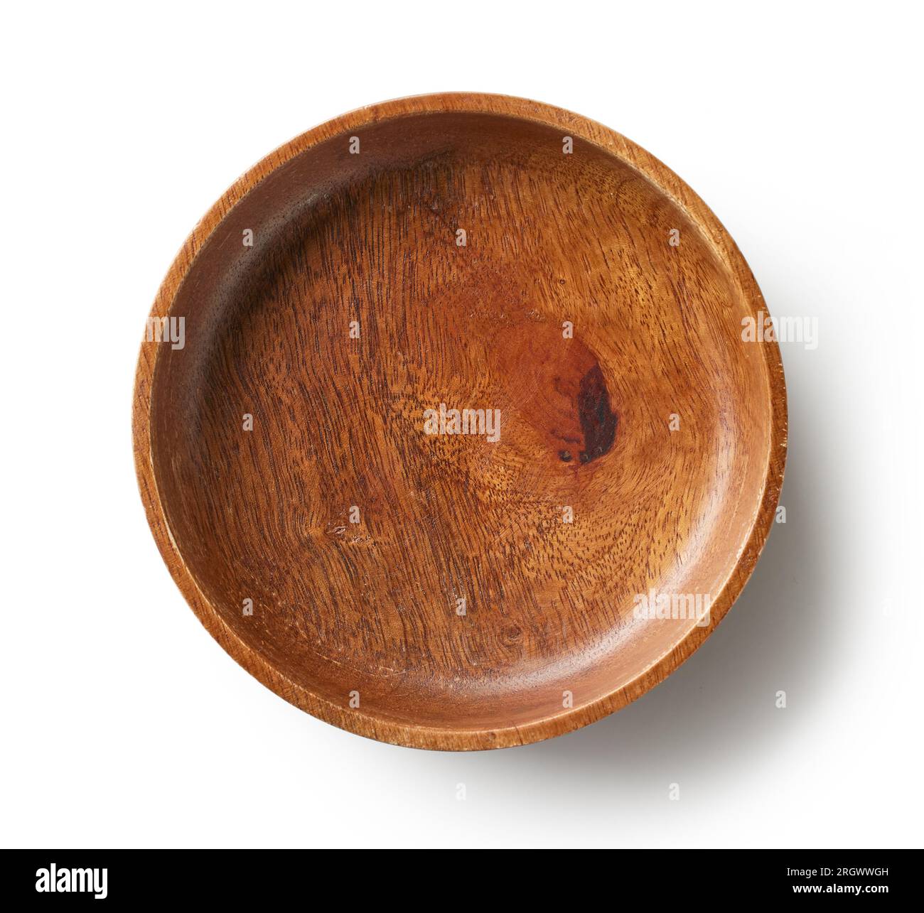 empty wooden bowl isolated on white background, top view Stock Photo ...