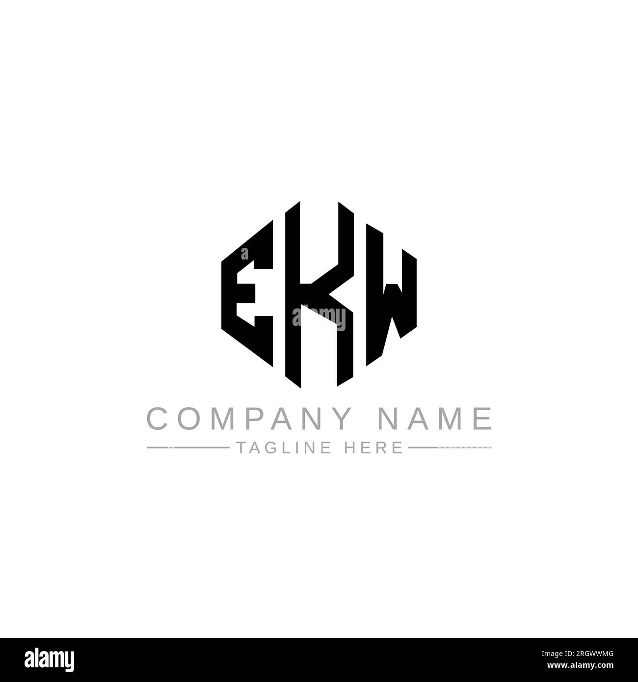 EKW letter logo design with polygon shape. EKW polygon and cube shape ...