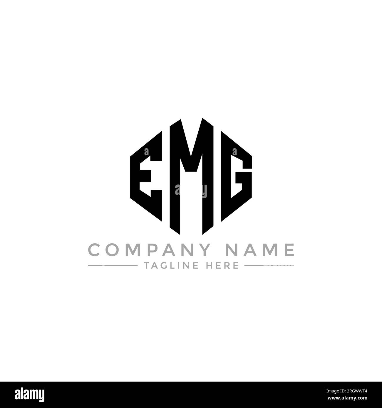 EMG letter logo design with polygon shape. EMG polygon and cube shape ...