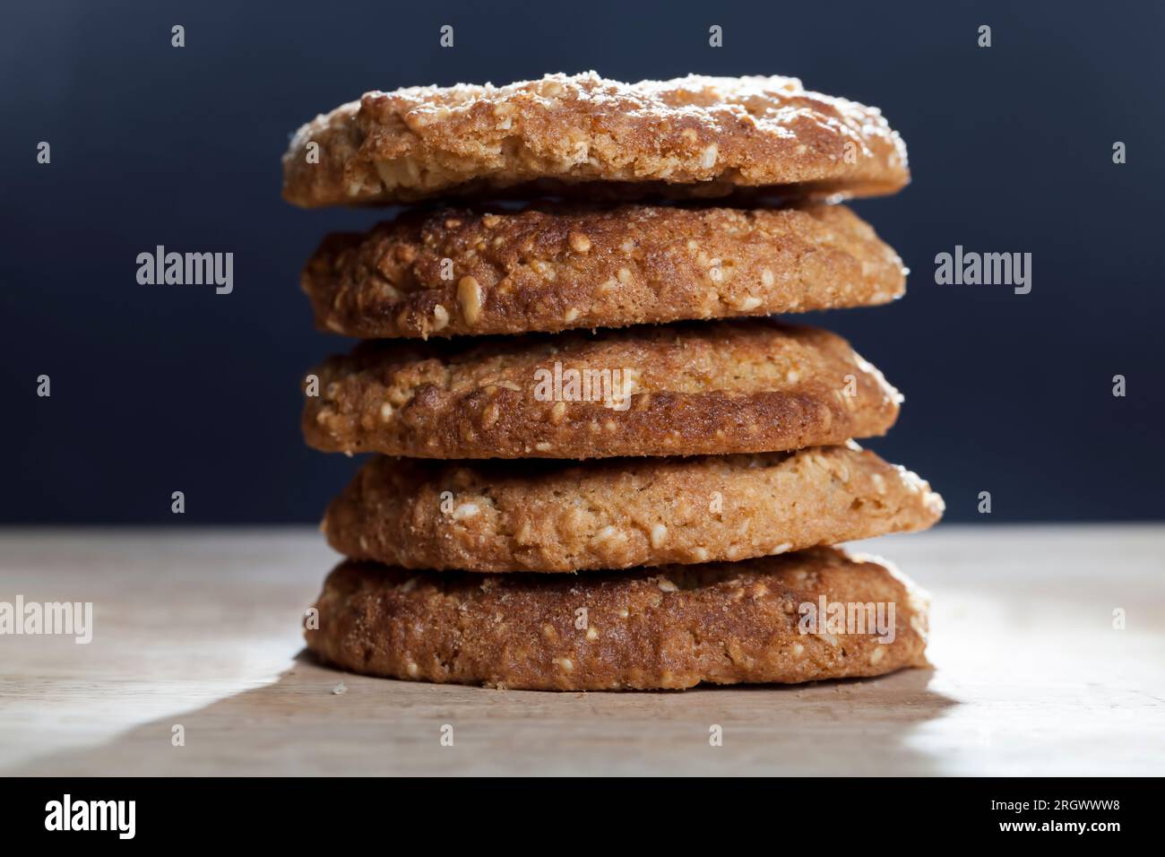 round traditional oatmeal cookies folded together, oatmeal cookies in ...