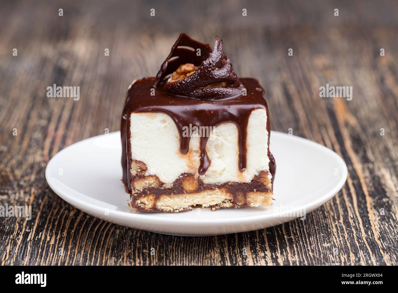 chocolate cream covered cream cake with sponge cake, cube shaped cake ...