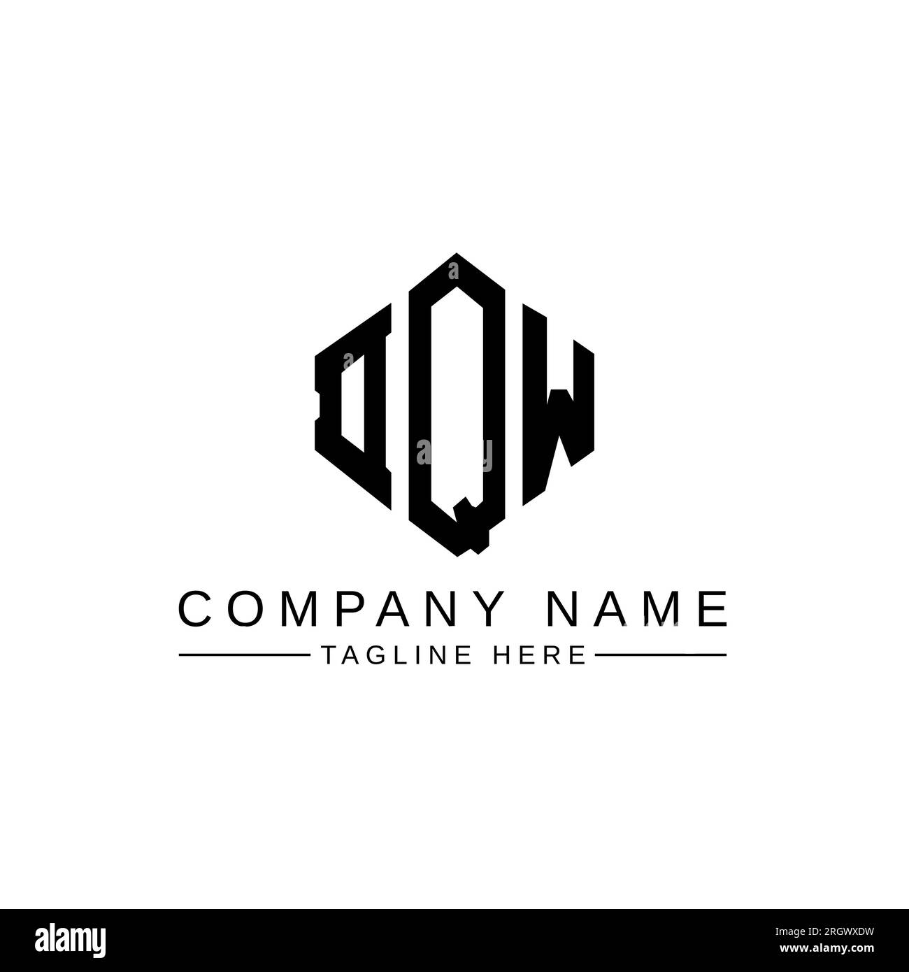 DQW letter logo design with polygon shape. DQW polygon and cube shape logo design. DQW hexagon ...