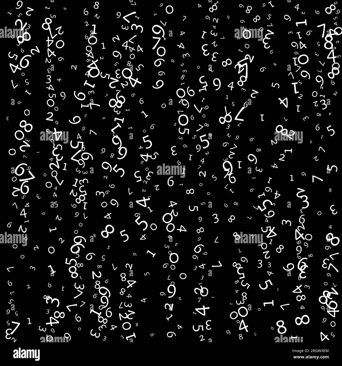 Falling numbers, big data concept. Binary white messy flying digits ...
