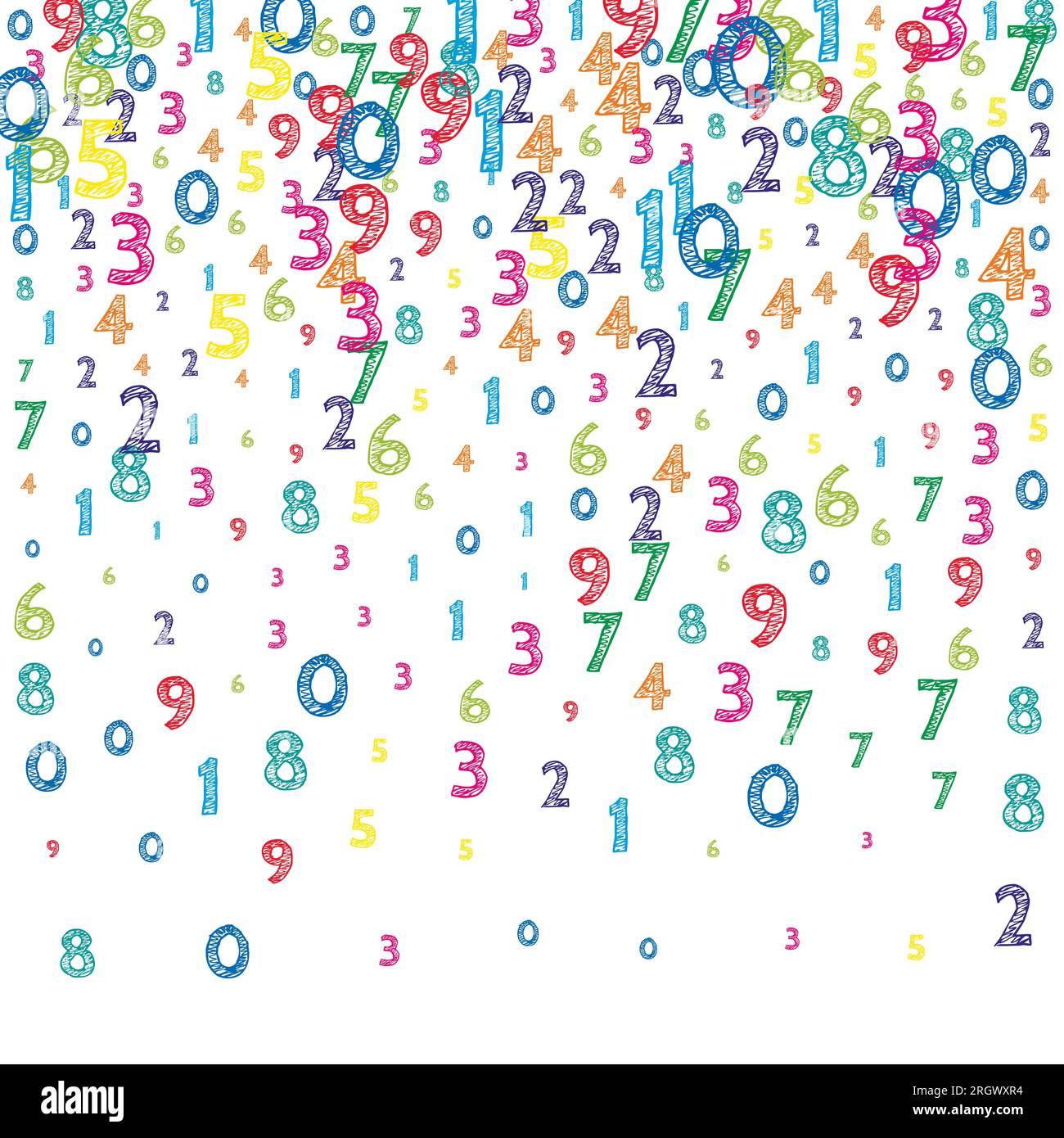 Falling colorful orderly numbers. Math study concept with flying digits ...