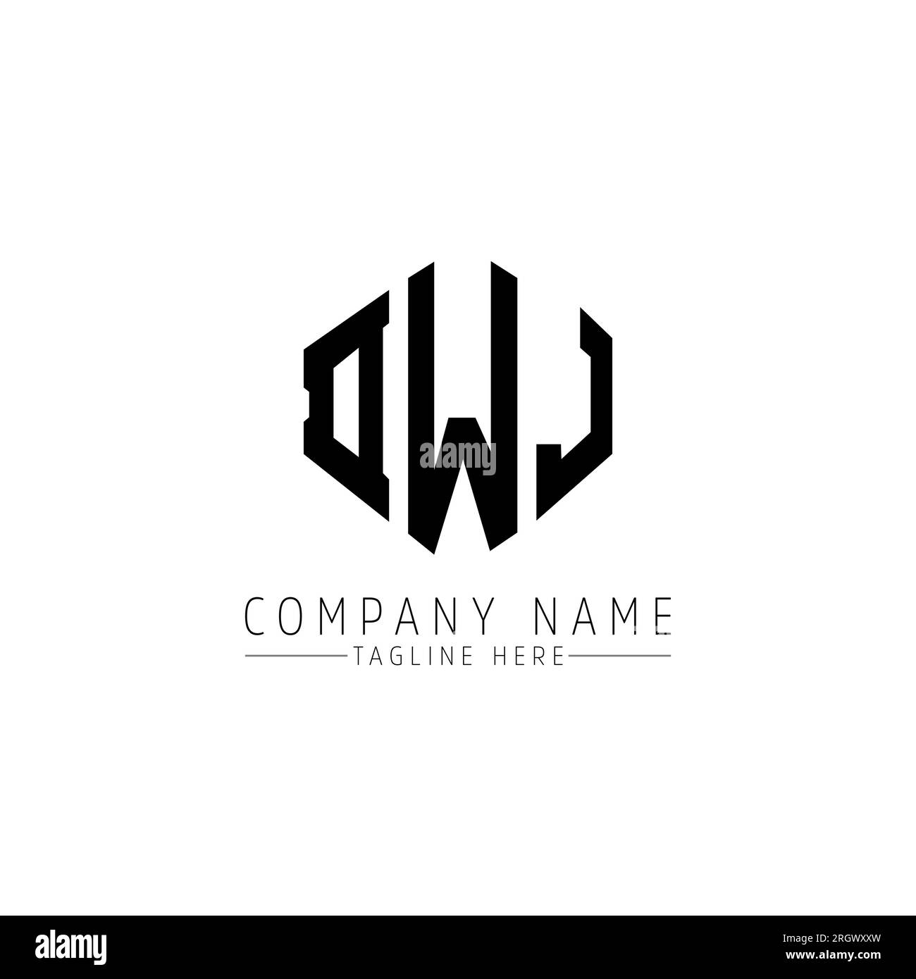 DWJ letter logo design with polygon shape. DWJ polygon and cube shape logo design. DWJ hexagon ...