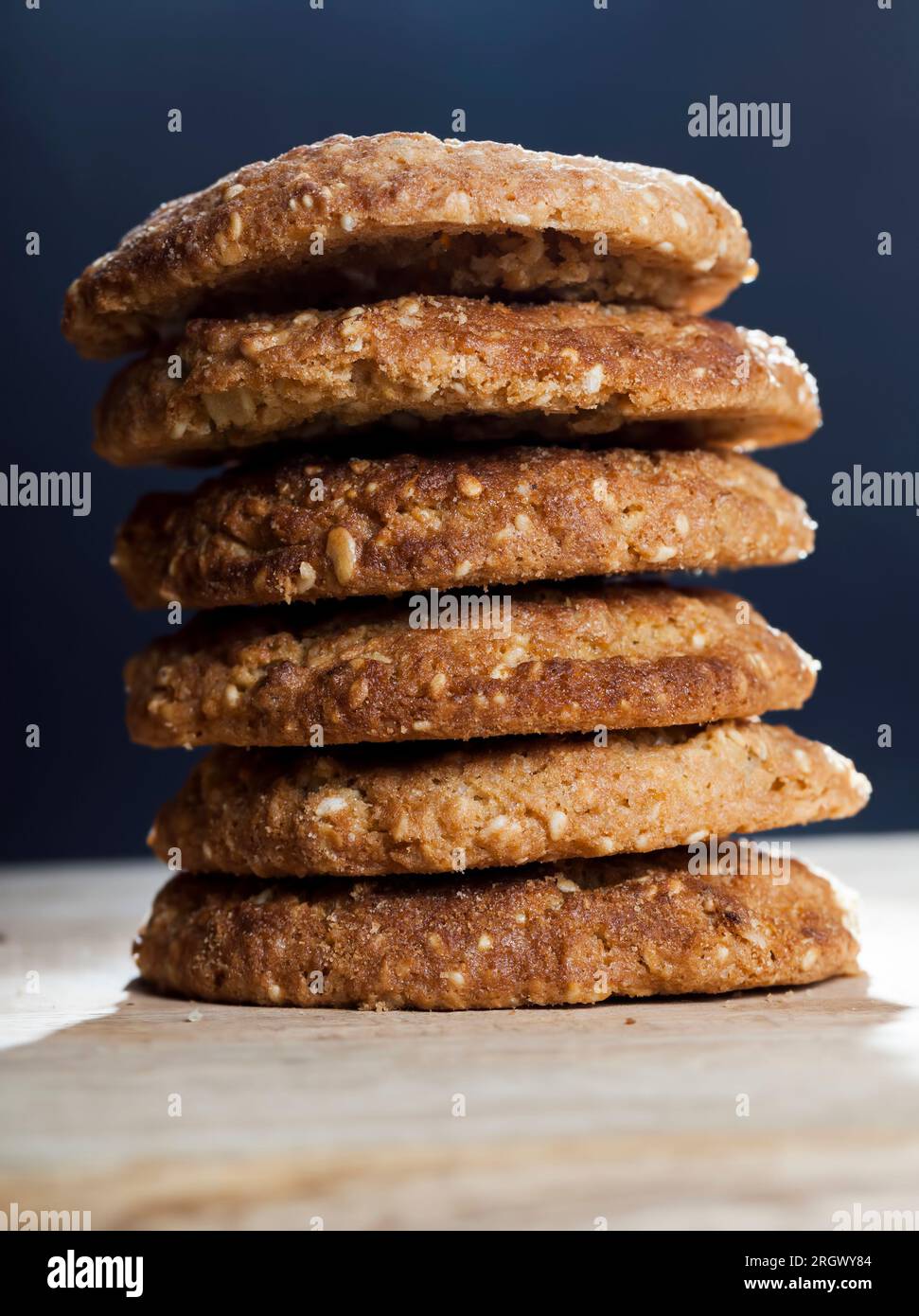 round traditional oatmeal cookies folded together, oatmeal cookies in ...