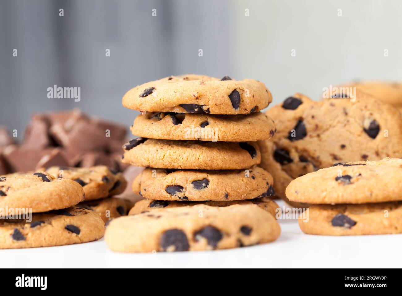 mixed oatmeal and wheat flour cookies closeup, cookies with the ...