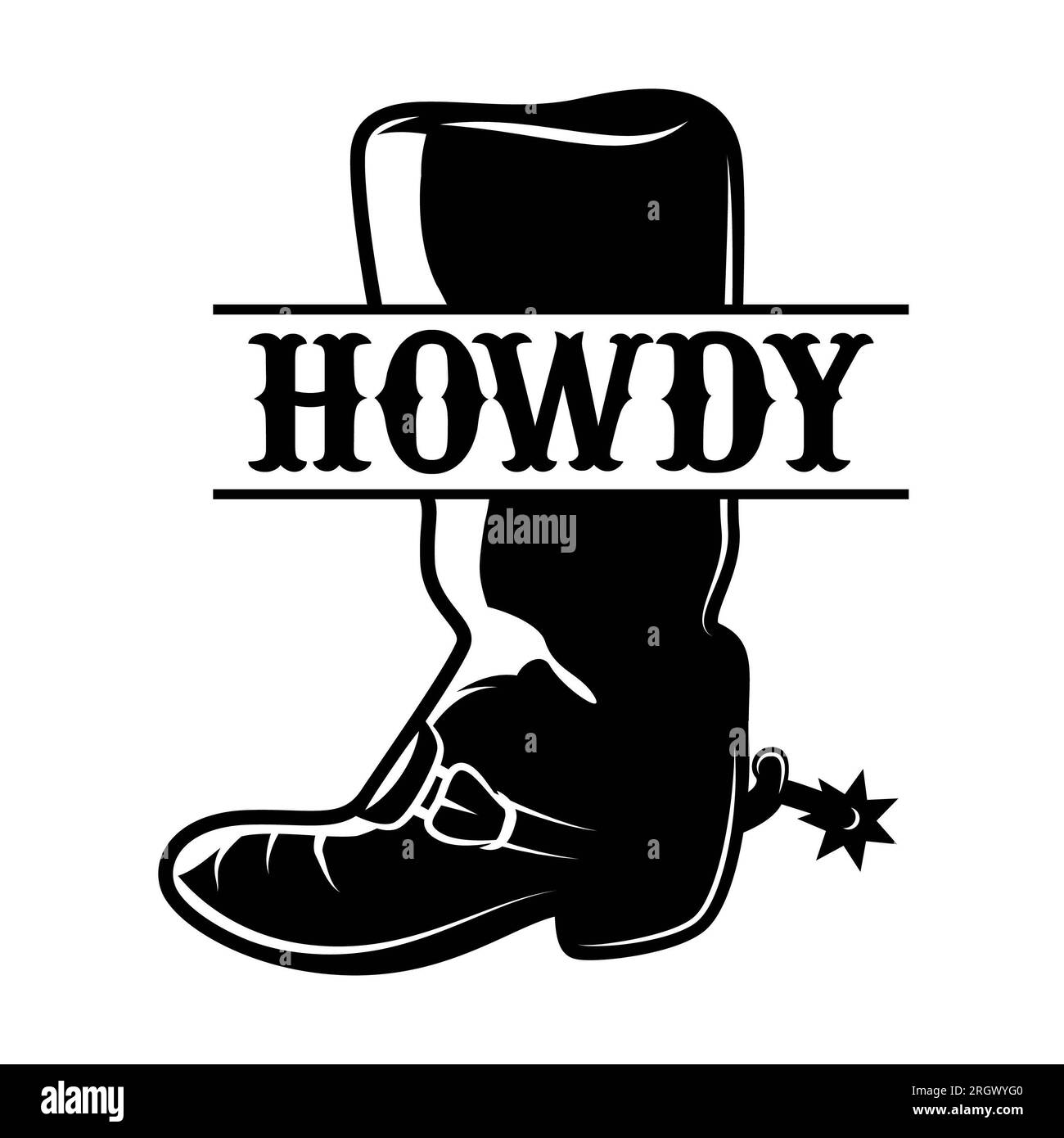 Howdy in cowboy boot monogram on white background. Isolated ...