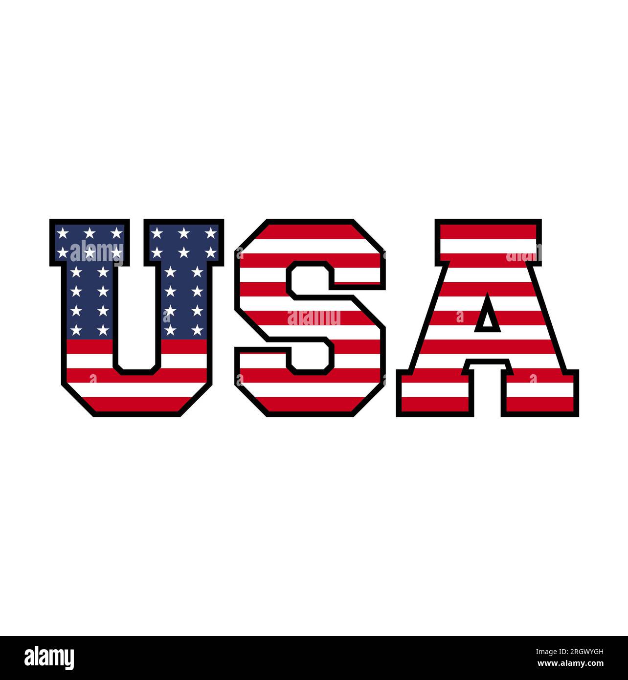 Usa word with American flag on white background. Isolated illustration ...