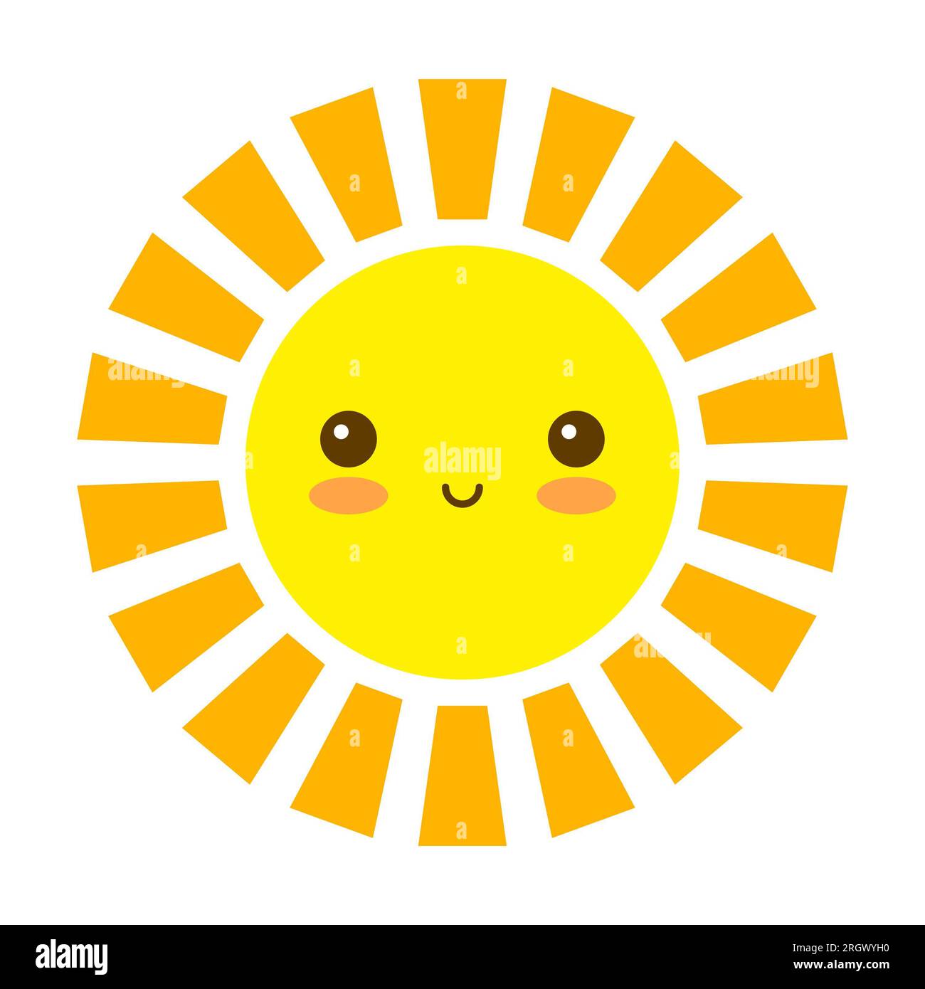 Cute happy sun with smiling face on white background. Isolated ...