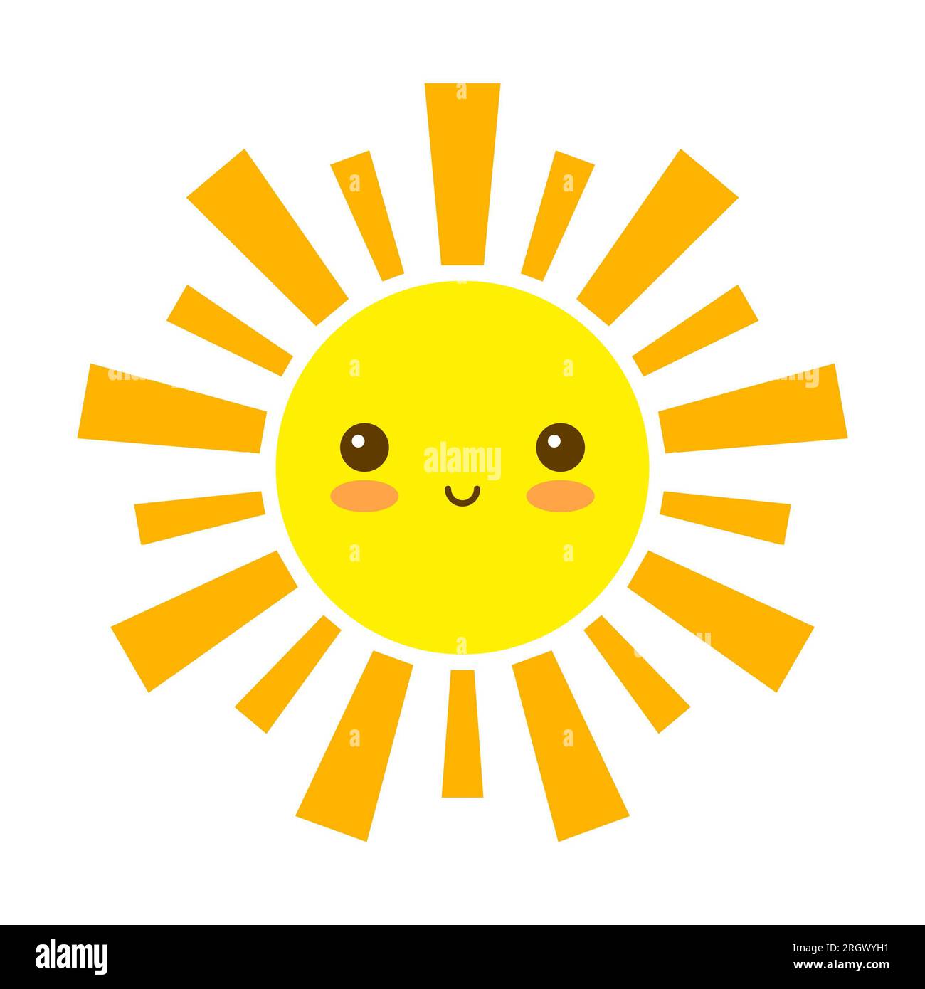 Cute happy sun with smiling face on white background. Isolated illustration Stock Photo - Alamy