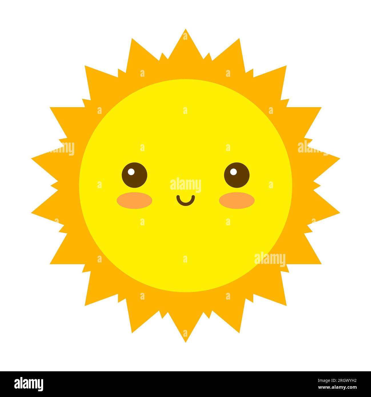 Cute happy sun with smiling face on white background. Isolated ...
