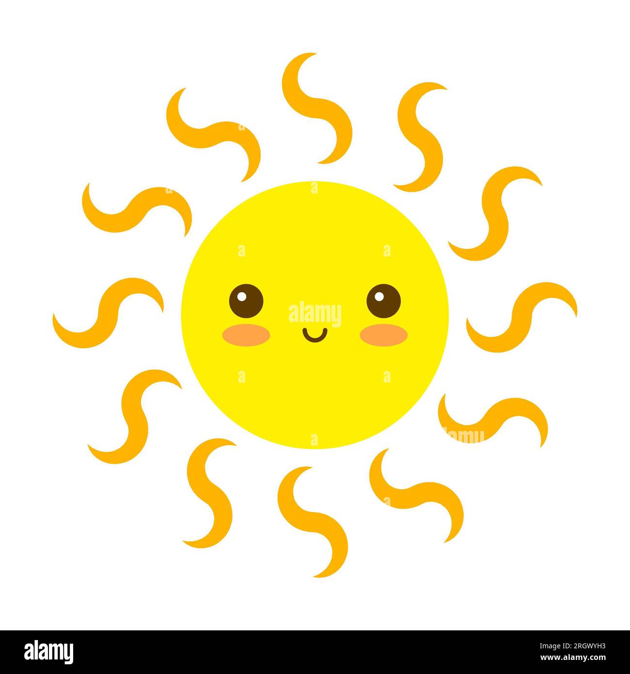 Cute happy sun with smiling face on white background. Isolated ...