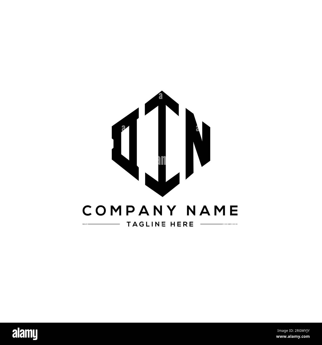 DIN letter logo design with polygon shape. DIN polygon and cube shape ...