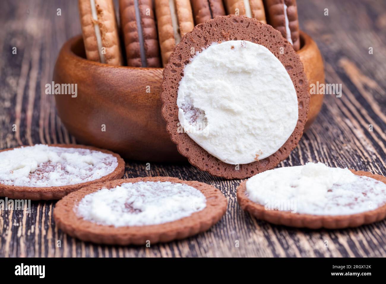 puff pastry with creamy filling with vanilla flavor, sweet cookies with ...