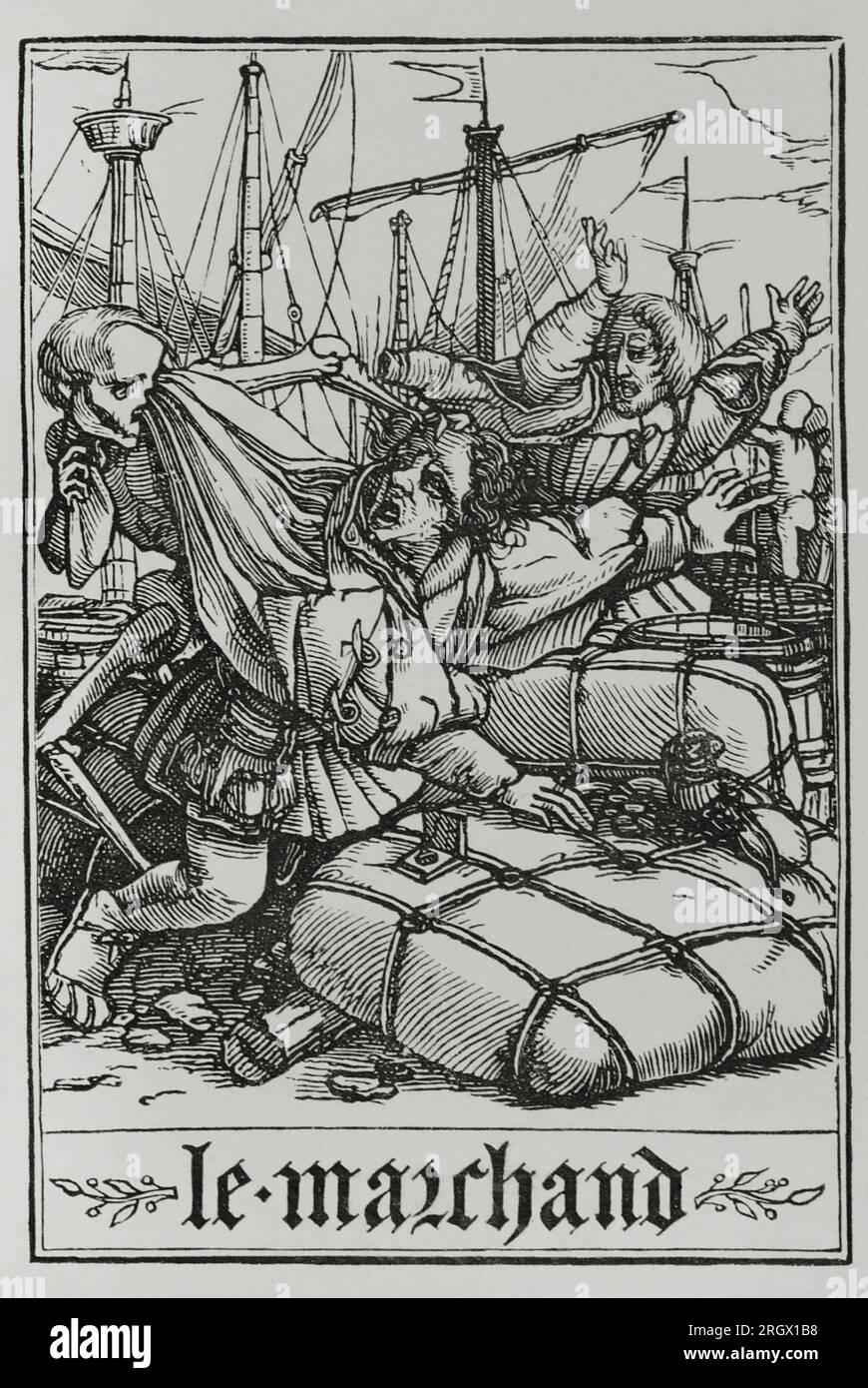 The Merchant. Scene depicting two rich merchants in a port. The Death ...