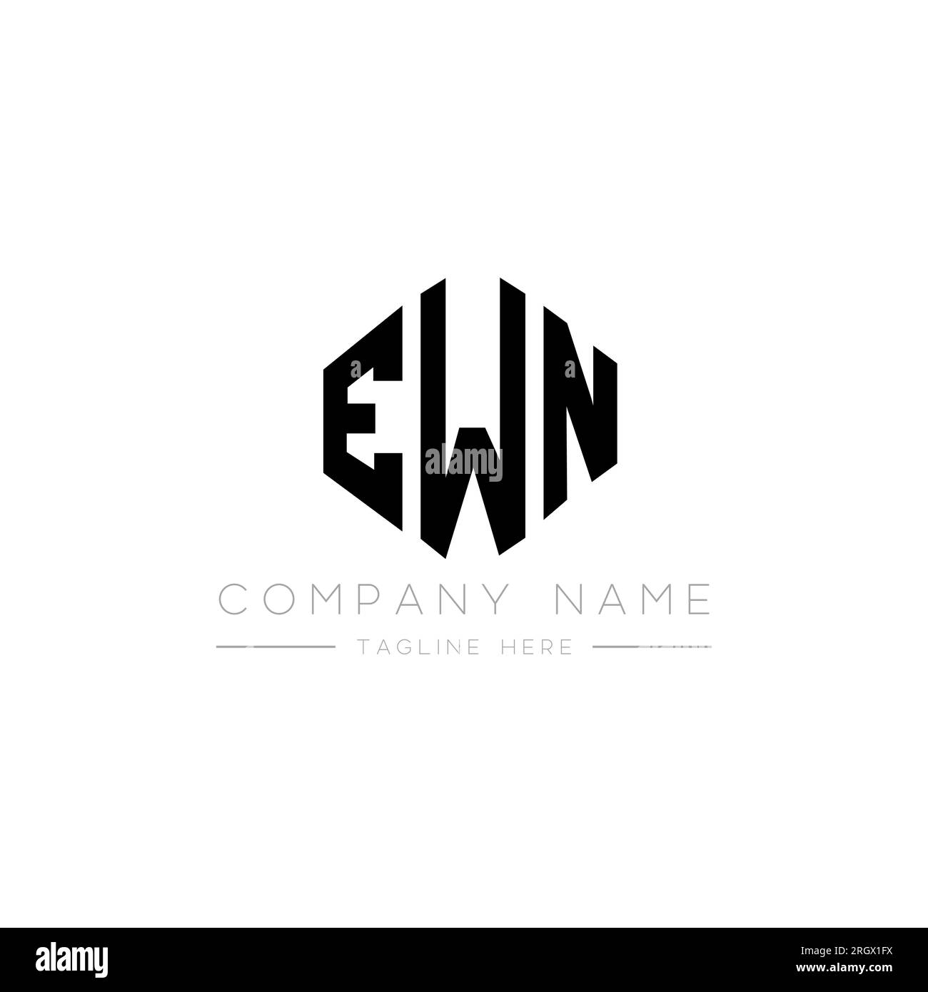 EWN letter logo design with polygon shape. EWN polygon and cube shape logo design. EWN hexagon ...