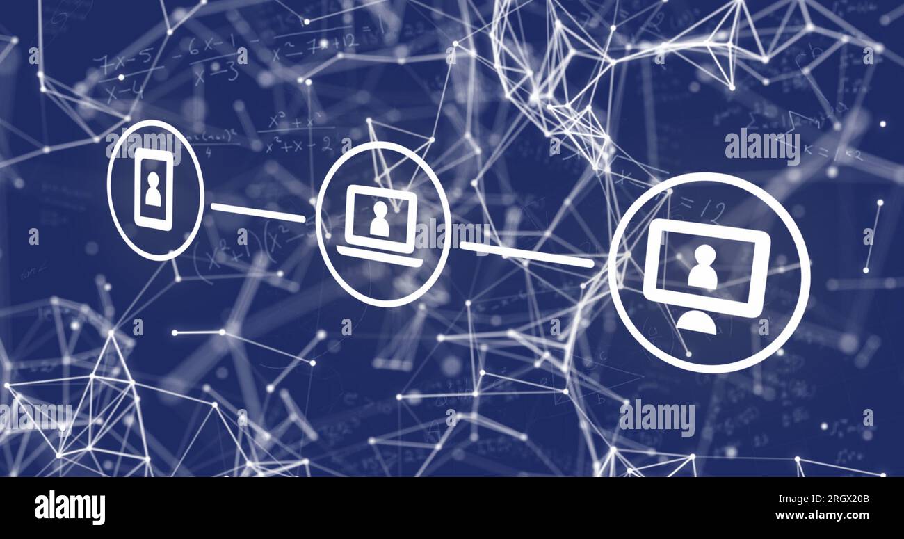 Image of networks of connections with digital icons Stock Photo - Alamy