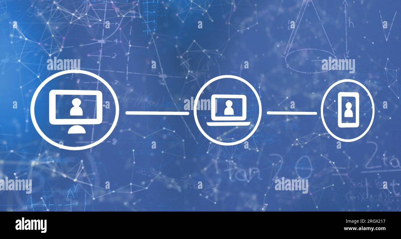 Image of networks of connections with digital icons Stock Photo - Alamy